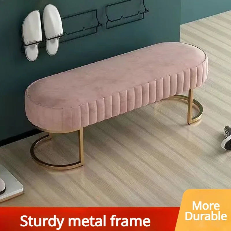 Ottomans Long Sofa Bench, Nordic Fabric Shoe Changing Bench, Home Door ...